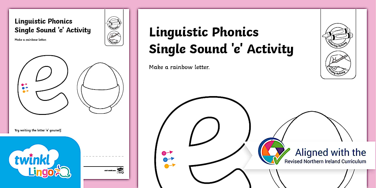 Linguistic Phonics Single Sound 'e' Activity Sheet - Twinkl