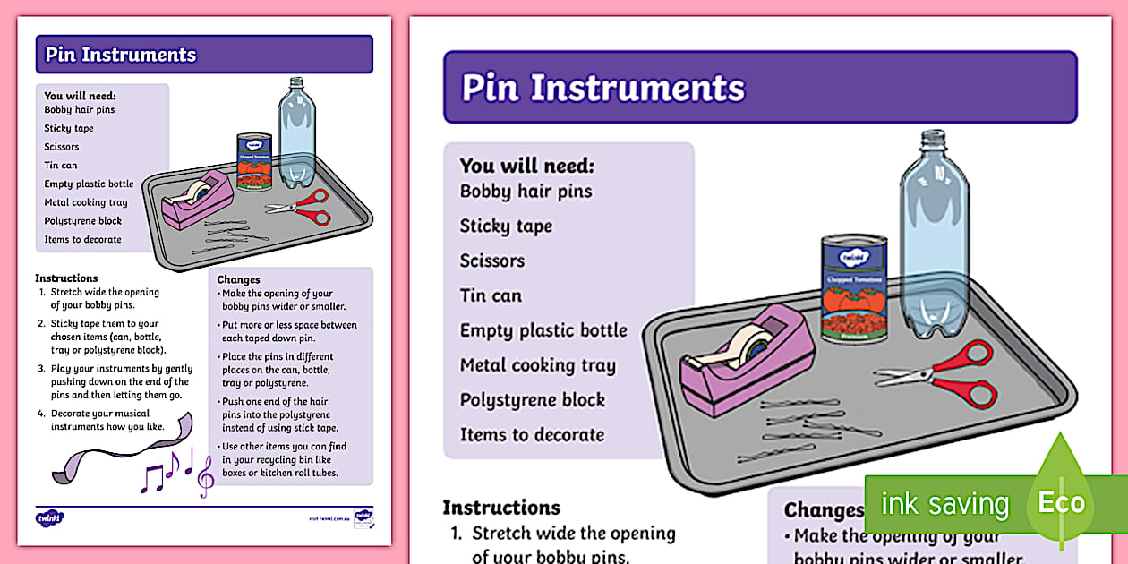 TAS Hair Pin Musical Instrument Craft Instructions - Twinkl