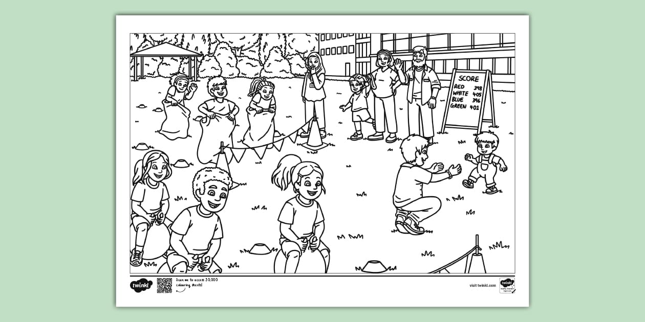 Sports Day Colouring Page - KS1 (teacher made) - Twinkl