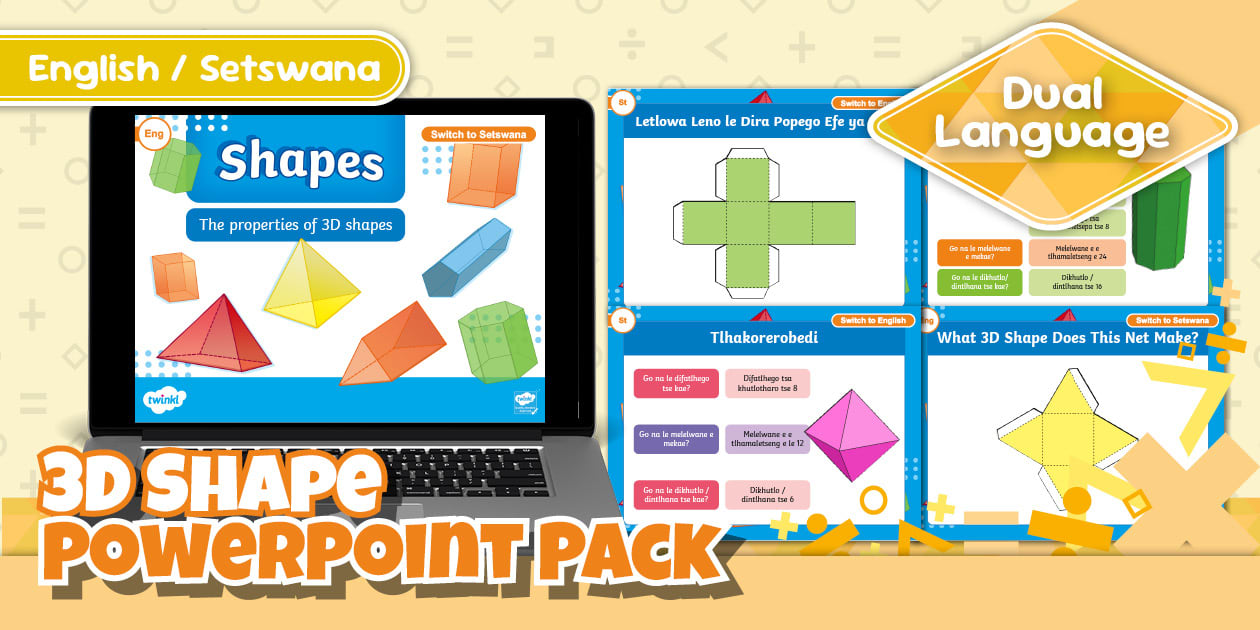 Grade 4 Maths - Term 3 - 3D Shape PowerPoint Pack - Setswana/English (CAPS