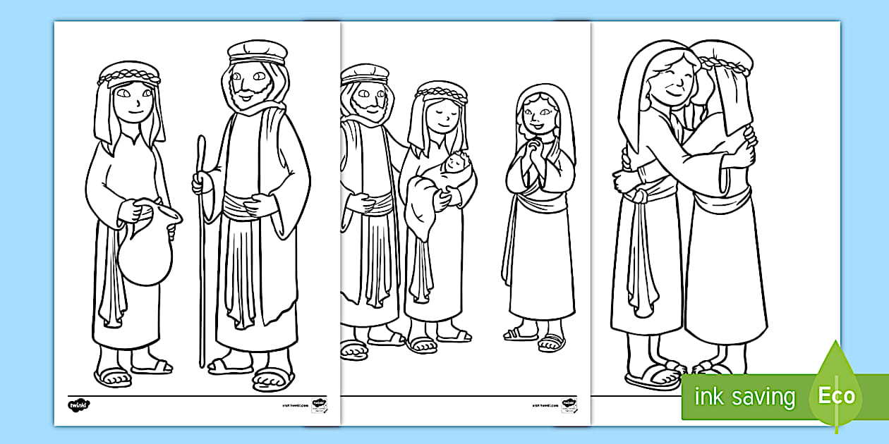 Ruth and Naomi Women in the Bible Colouring Pages - Twinkl