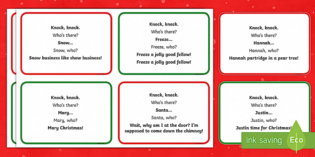 Black and White Christmas Knock Knock Jokes - Twinkl