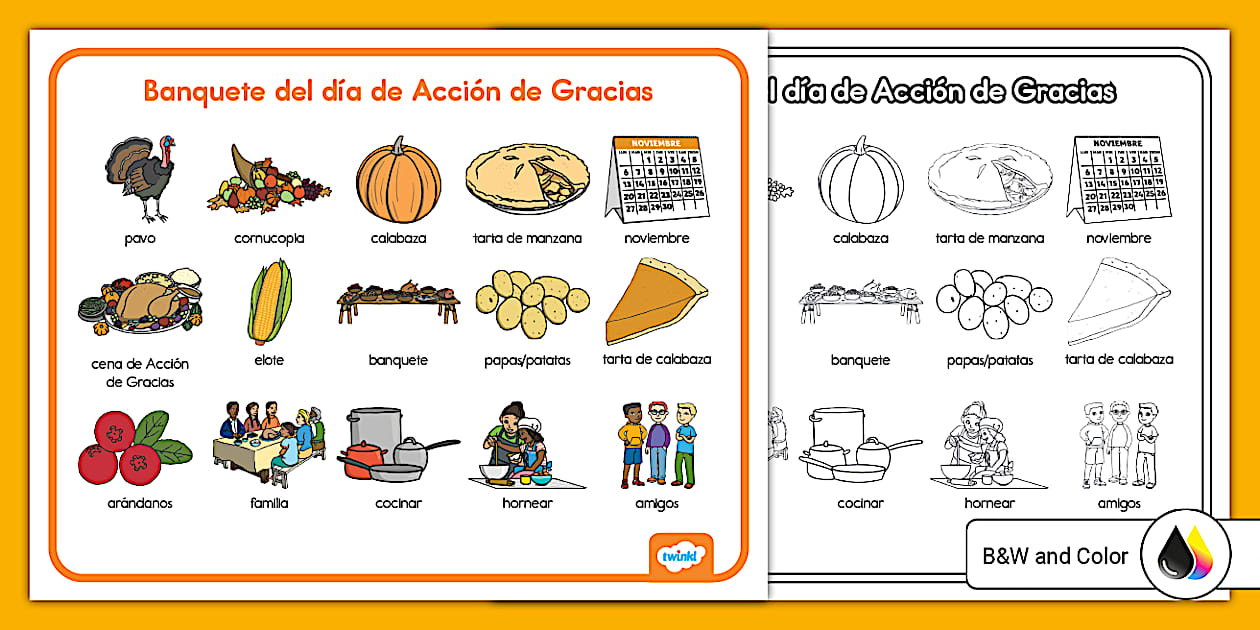 Tapete de palabras: Banquete del día de Acción de Gracias