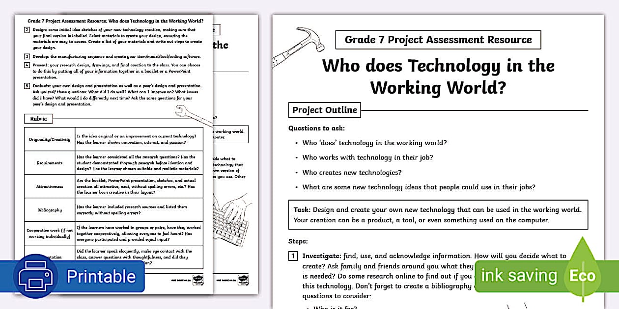 Grade 7 Technology Project Assessment - Twinkl South Africa