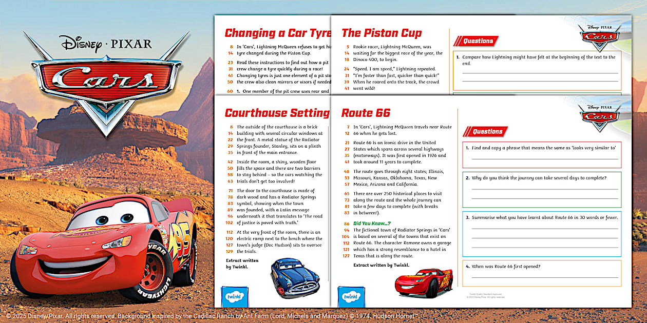 Cars: 60-Second Reads Activity Pack [Ages 7-9]