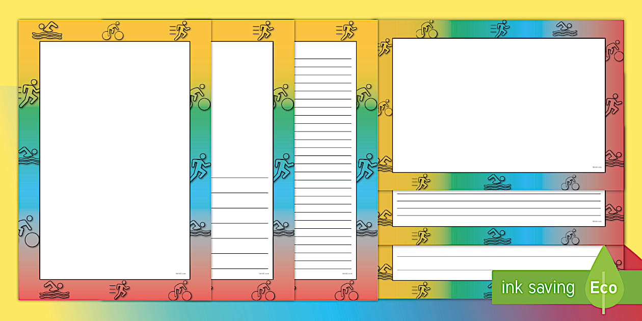 Editable Triathlon Page Borders (teacher made) - Twinkl