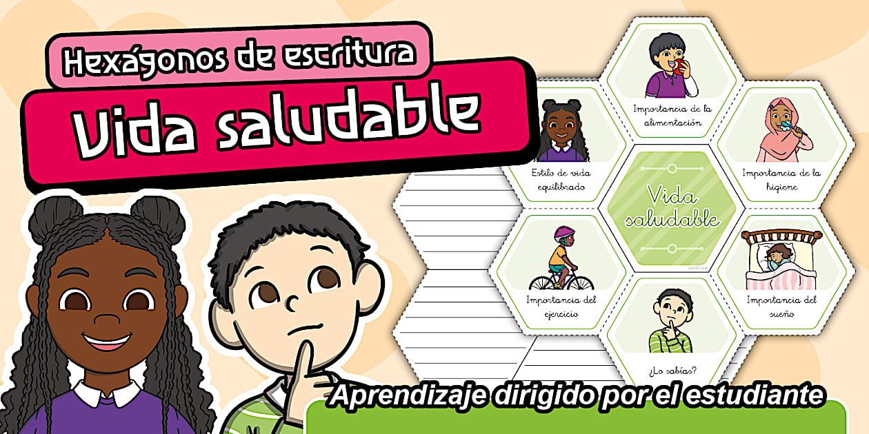Hexágonos de escritura: Vida saludable