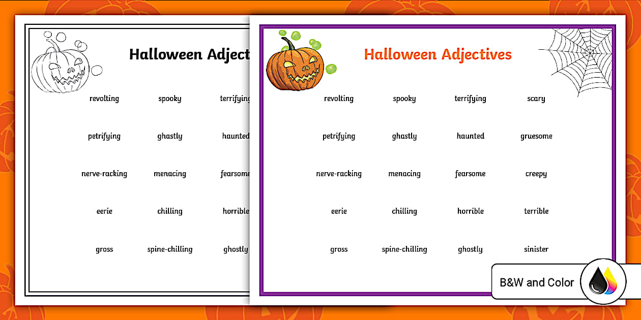 Printable Adjectives for Halloween Word Mat | Twinkl USA