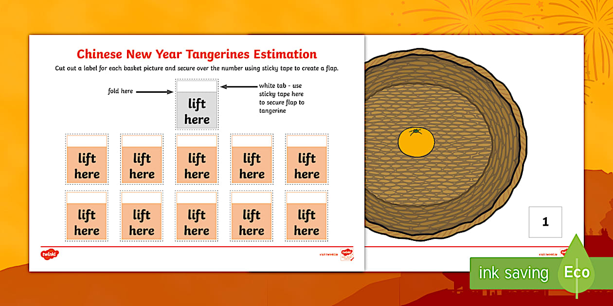 Chinese New Year Tangerines Estimation Worksheets - Twinkl