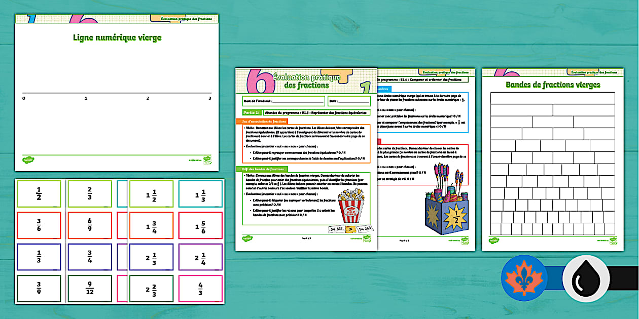 Grade 5 Hands-On Fraction Assessment French (teacher made)