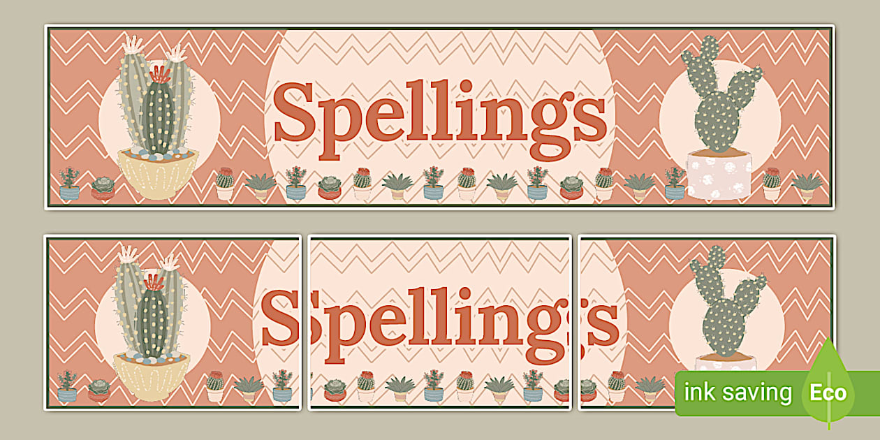 Succulents-Themed Spellings Banner (Teacher-Made) - Twinkl