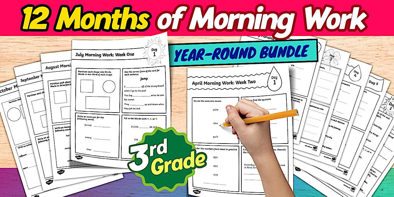 Third Grade 12 Months of Morning Work Pack (teacher made)