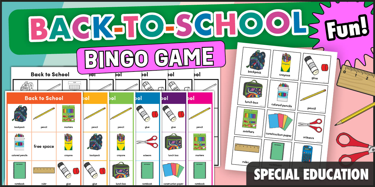 Back-To-School Bingo Game for Special Education - Twinkl