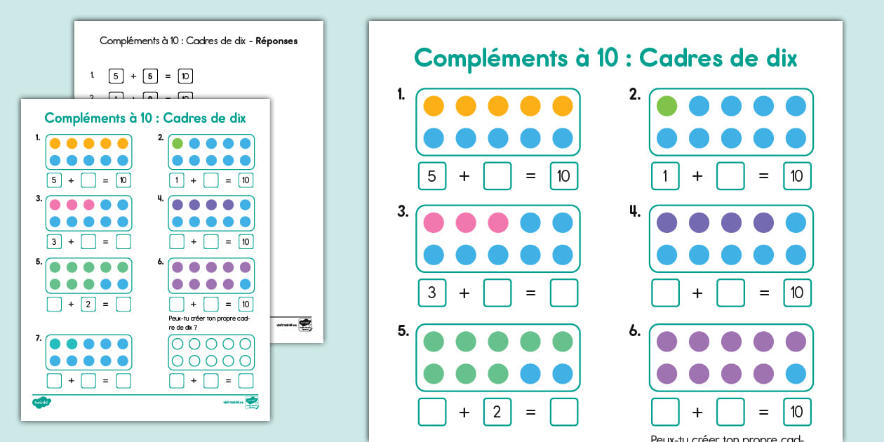 Singapour Mathématiques : Abstraite. Compléments à 10 - Cadres de dix