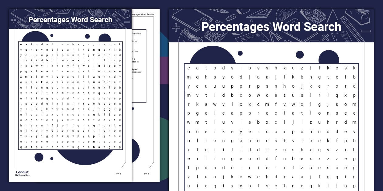 Percentages Word Search (teacher made) - Twinkl