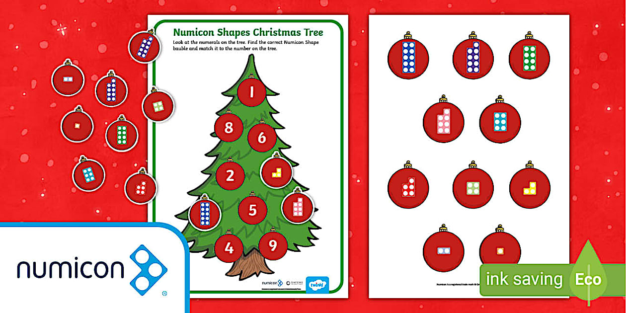 FREE! - 👉 Numicon Shapes Christmas Tree Matching to 10 Activity