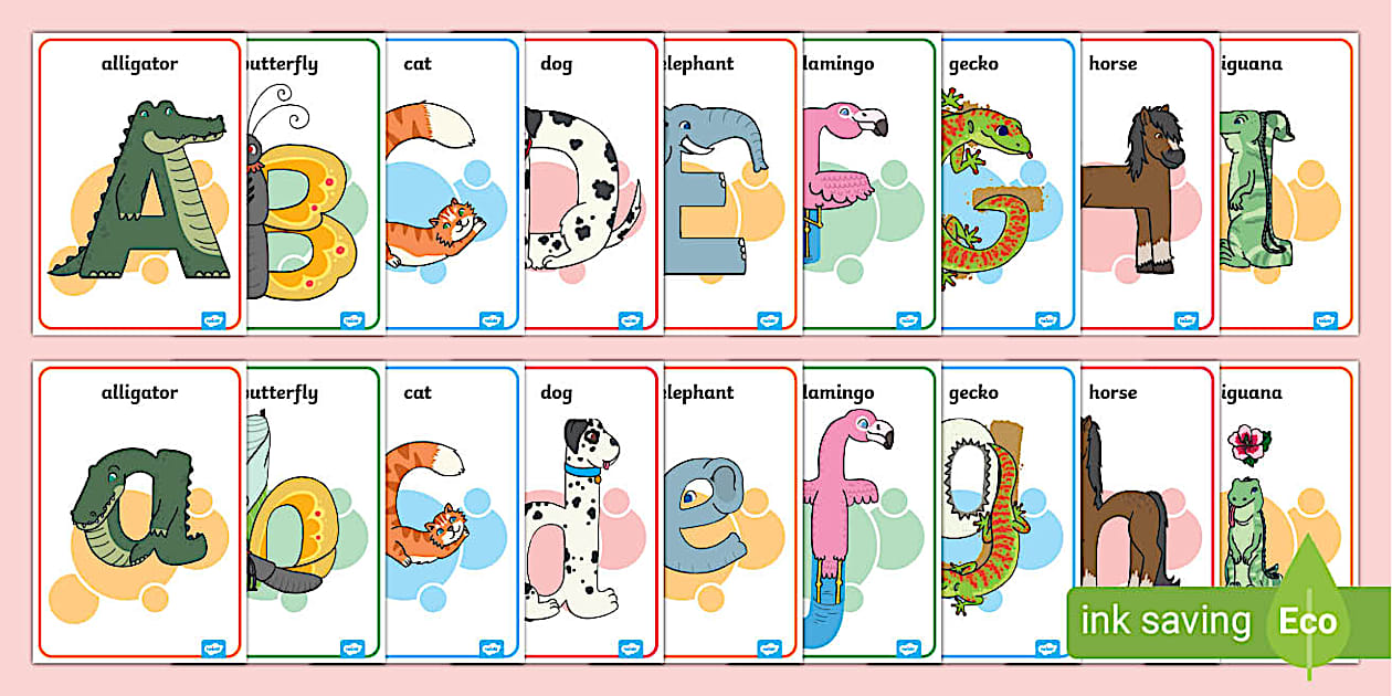 Animal Alphabet Display Posters With Words (Teacher-Made)