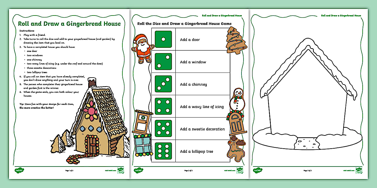 Christmas House Drawing | Roll a Dice Game | Twinkl | KS1