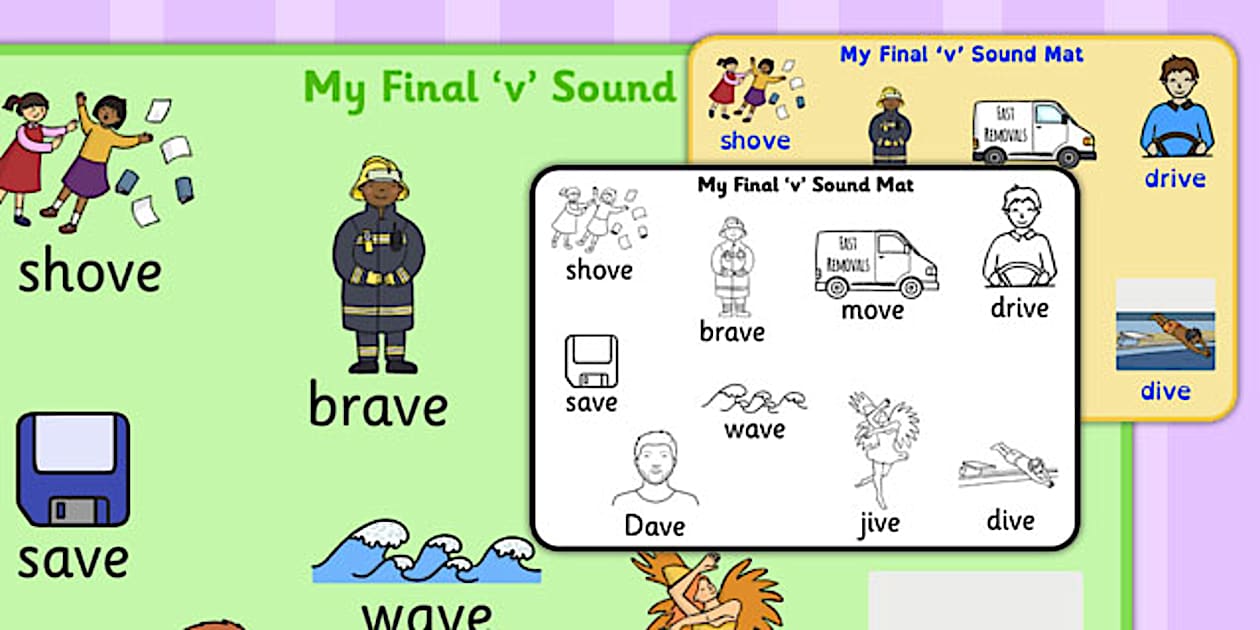 Final 'V' Sound Word Mat 2 (teacher made) - Twinkl