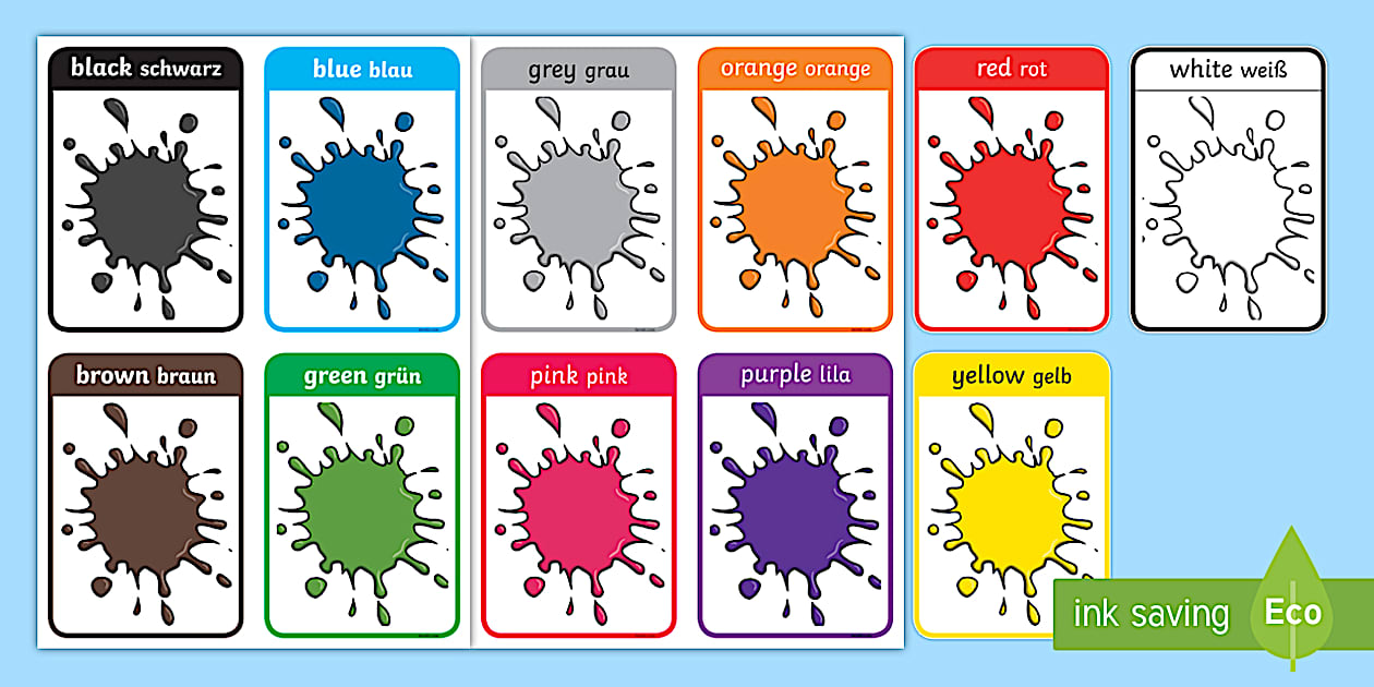 Black and White Colour Flashcards English/German - Twinkl