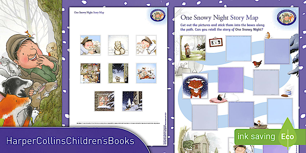 FREE! - Percy the Park Keeper: One Snowy Night Cut and Stick Story Map