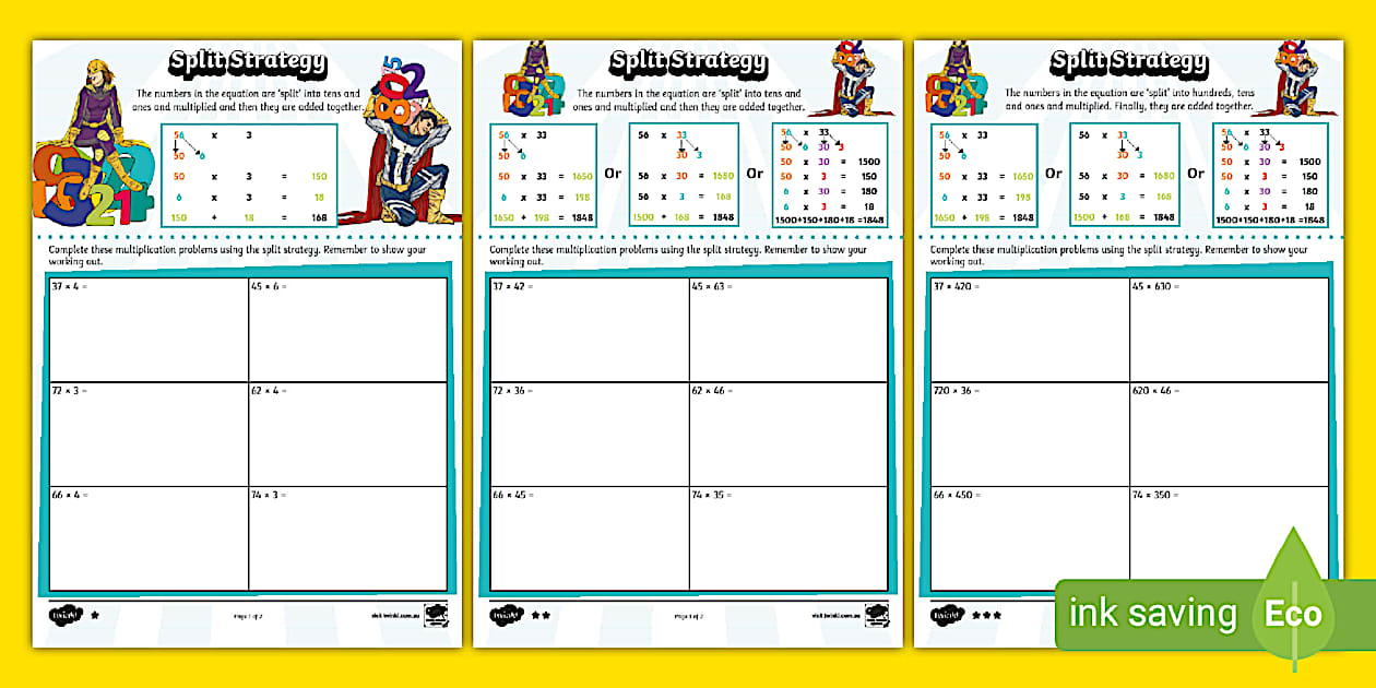 Split Strategy Multiplication Activity Sheets (teacher made)