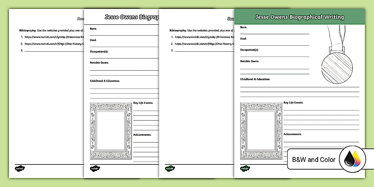 Jesse Owens Worksheet for 6th-8th Grade | Twinkl USA
