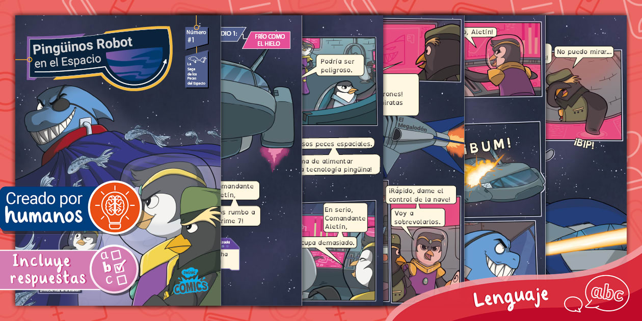 Cómic | Pingüinos Robot l Espacio Exterior | Lenguaje