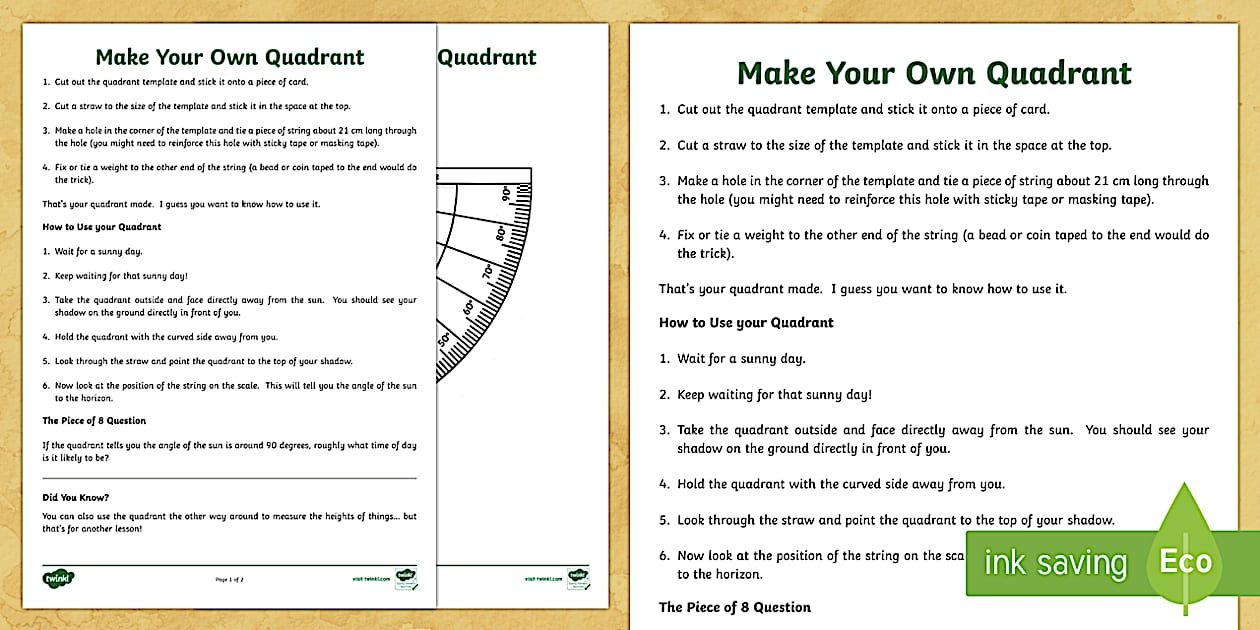 Make Your Own Quadrant Worksheet / Worksheet (teacher made)