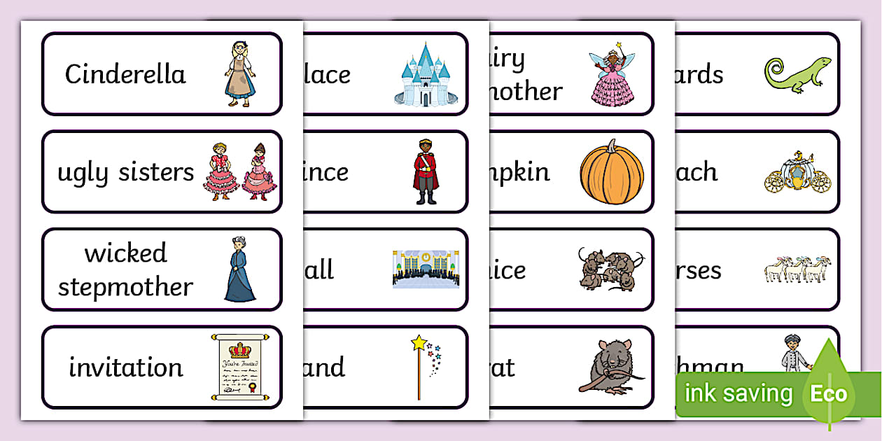Editable Cinderella Word Cards (professor feito) - Twinkl