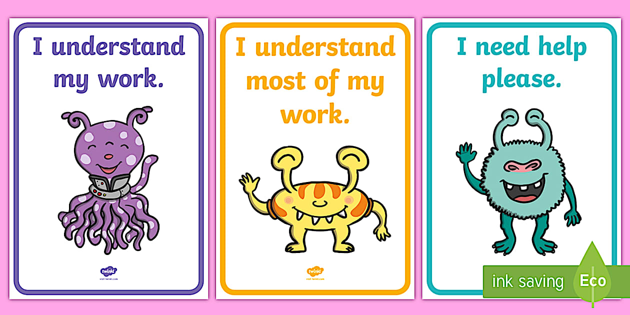 KS1 Alien-Themed Self Assessment Display Posters - Twinkl