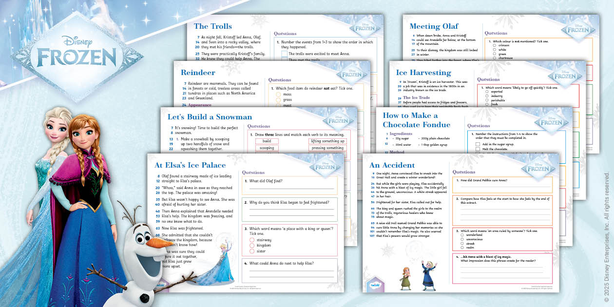 Frozen: 60-Second Reads Activities | 5-7 | 7-9