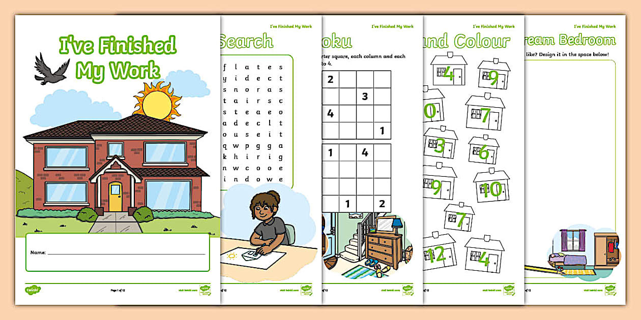 I've Finished My Work KS1 Houses & Homes Themed Activity Booklet