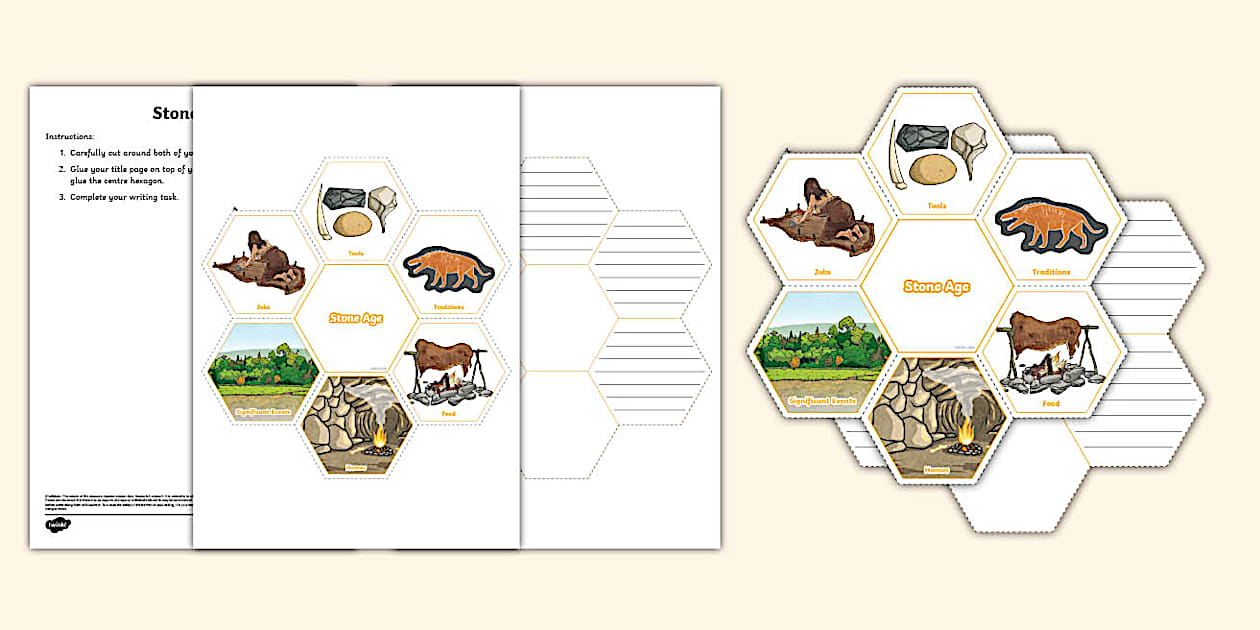Stone Age Hexagon Writing Template (teacher made) - Twinkl