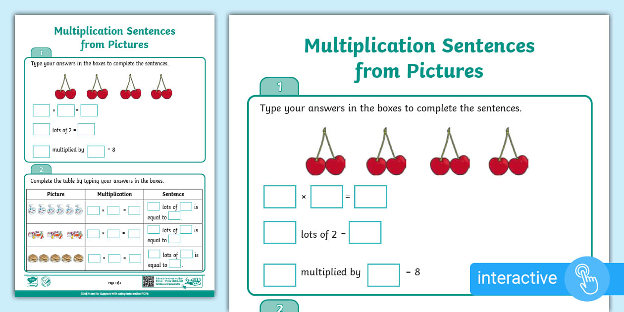 👉 Multiplication From Pictures Year 2 | Interactive PDF Maths