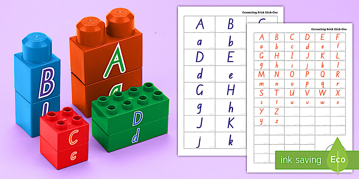 Upper and Lower-Case Letters Connecting Bricks Game - Twinkl