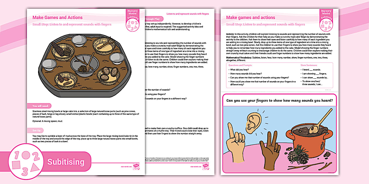 EYFS Nursery Maths Subitising: Make Games and Actions