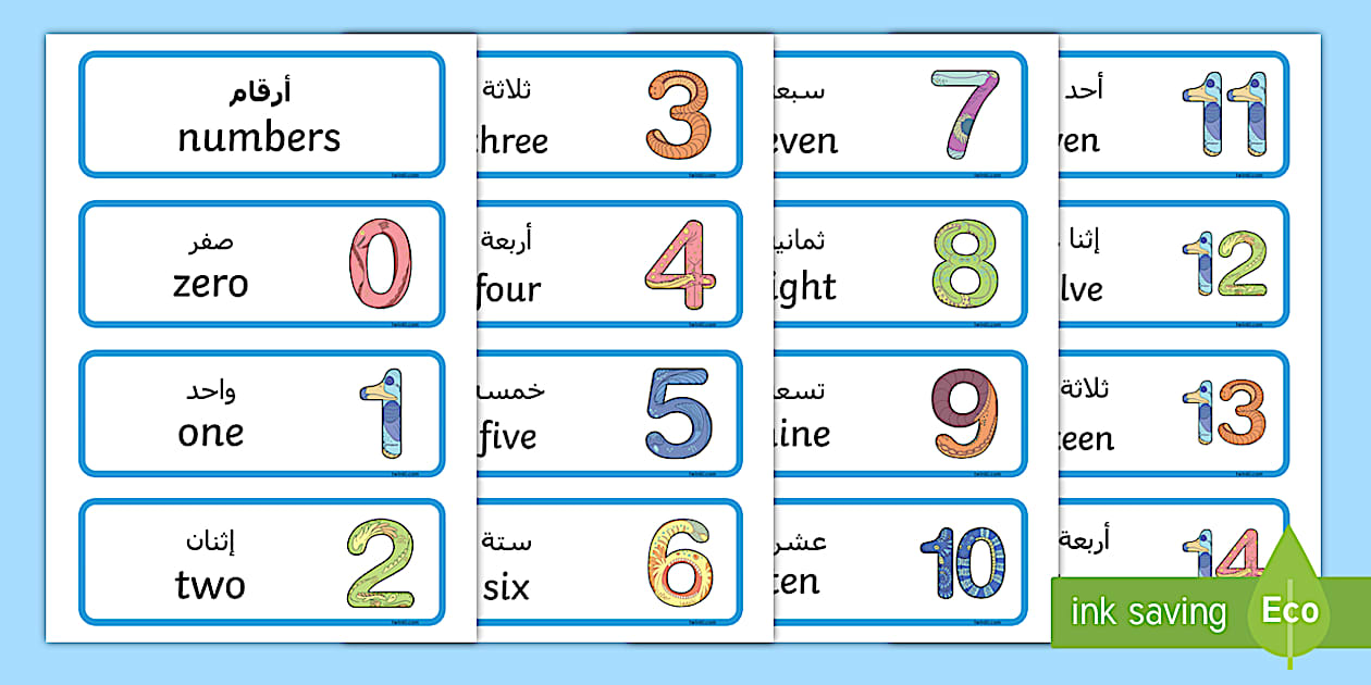 Maths Number System Word Cards Arabic/English - EAL Maths Number System ...