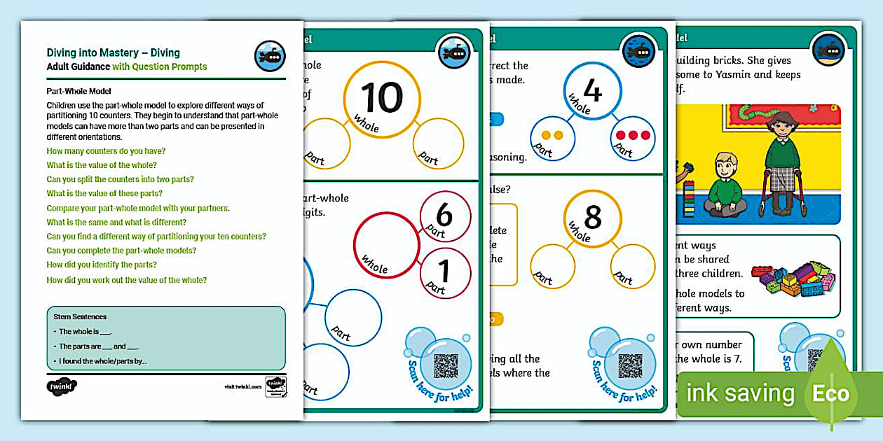 Year 1 Diving into Mastery: Step 2 Part-Whole Model Activity Cards