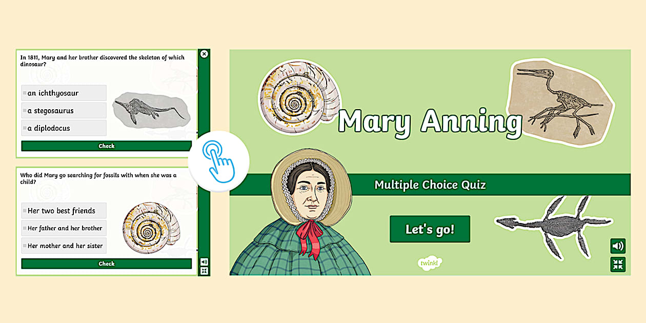 KS2 Mary Anning Multiple Choice Interactive Quiz - Twinkl