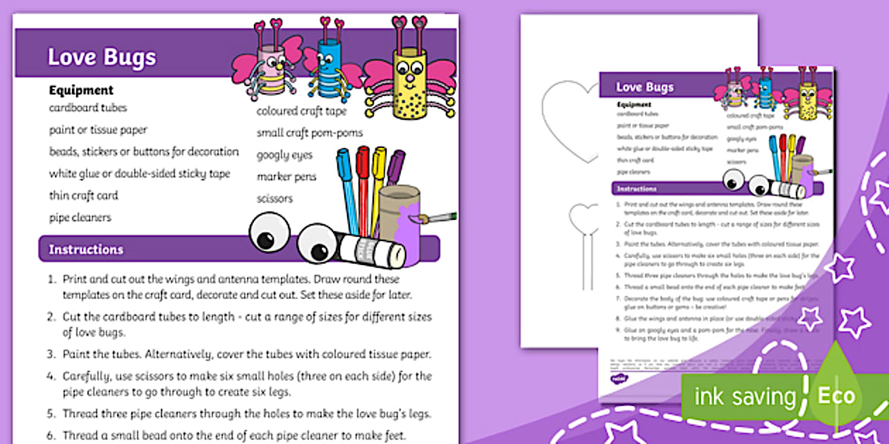 Valentine's Day love bug craft instructions (teacher made)
