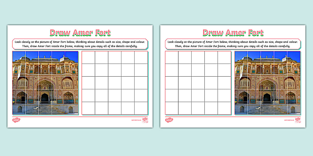 Draw Amer Fort Worksheet (teacher made) - Twinkl
