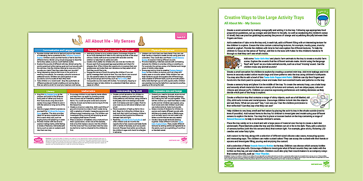 Kindergarten Ages 0-2 All About Me - My Senses Bumper Planning Pack