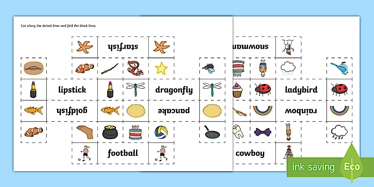 Black and White Compound Words Interactive Visual Aid Activity