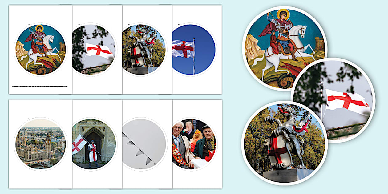 * NEW * St George's Day Circle Display Cut-Outs - Twinkl