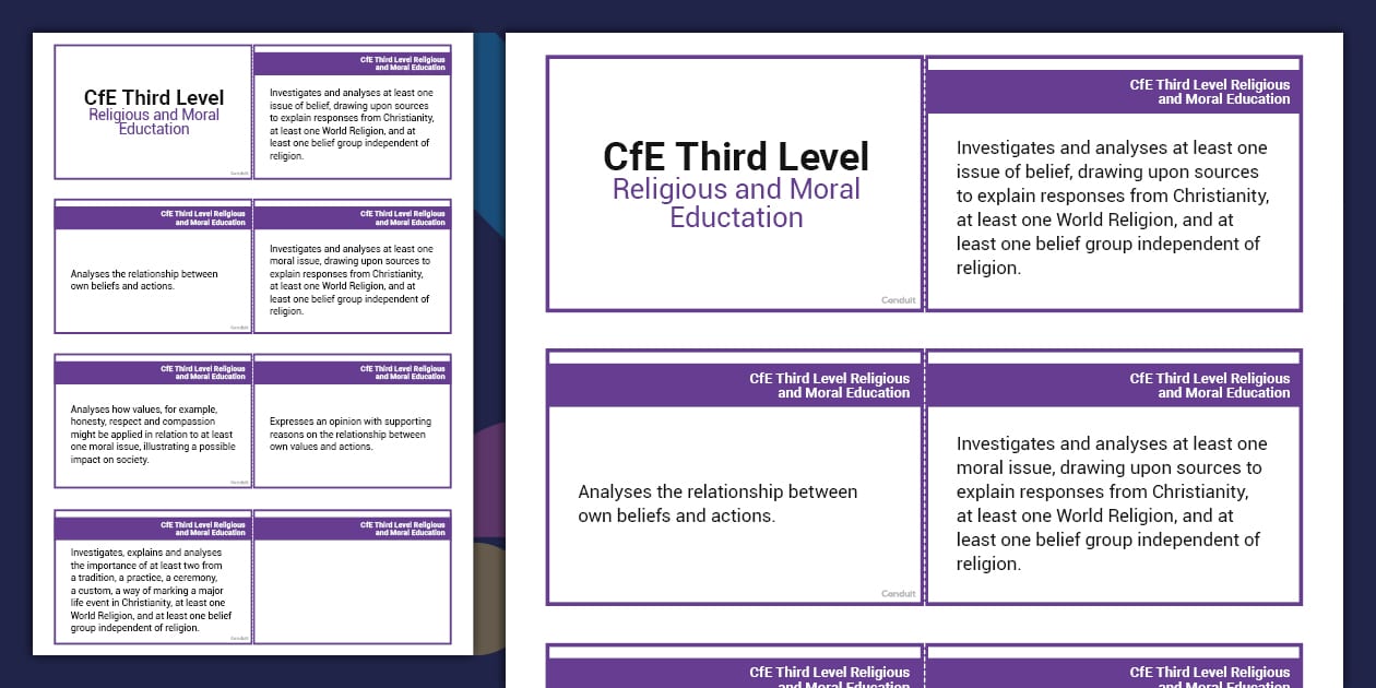 CfE Third Level Religious and Moral Education Lanyard-Sized Benchmarks