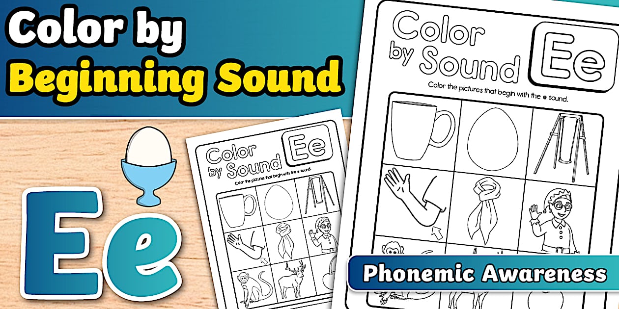 Color by Beginning Sound: Letter e Worksheet (teacher made)
