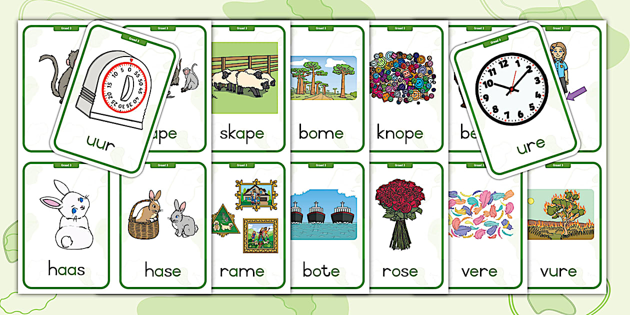 Graad 3 Klanke: Meervoude boom - bome Flitskaarte - Twinkl