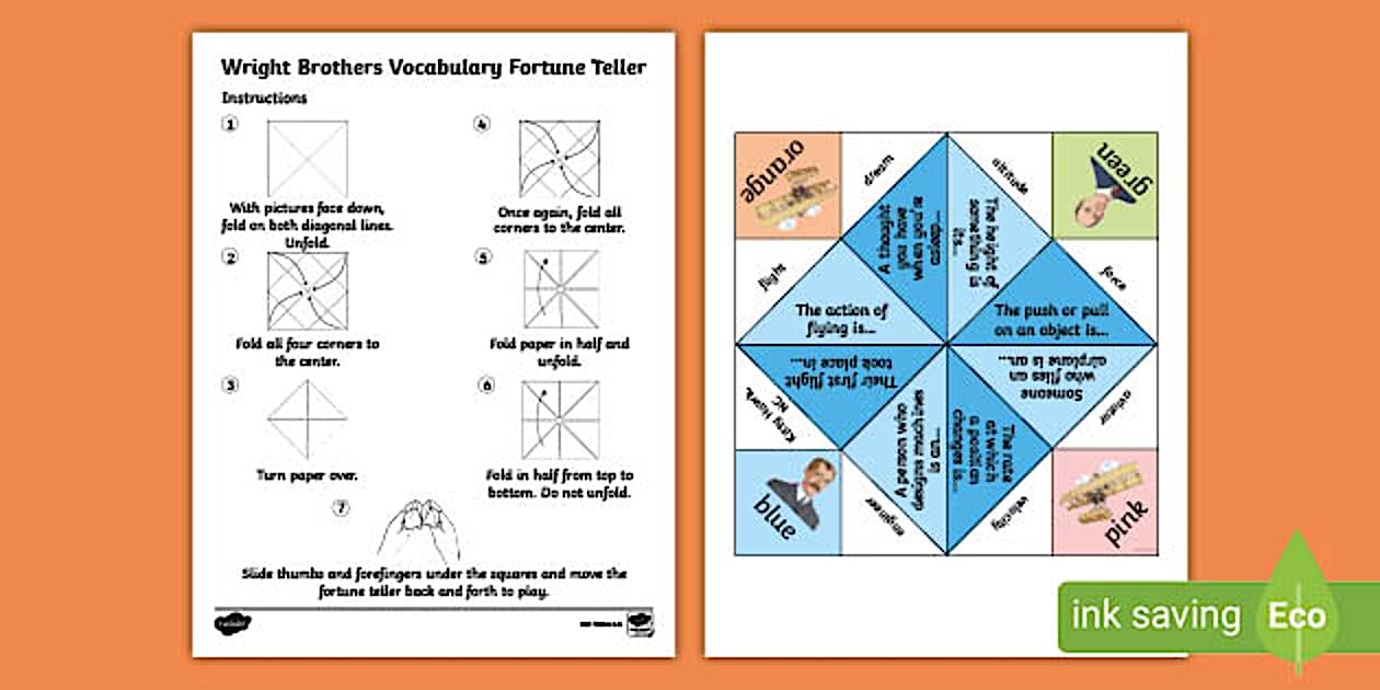 Wright Brothers Vocabulary Fortune Teller (teacher made)