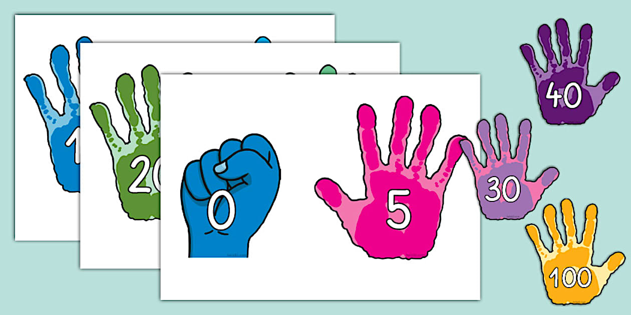 Zählen in 5er- oder 10er-Schritten auf Händen - Poster